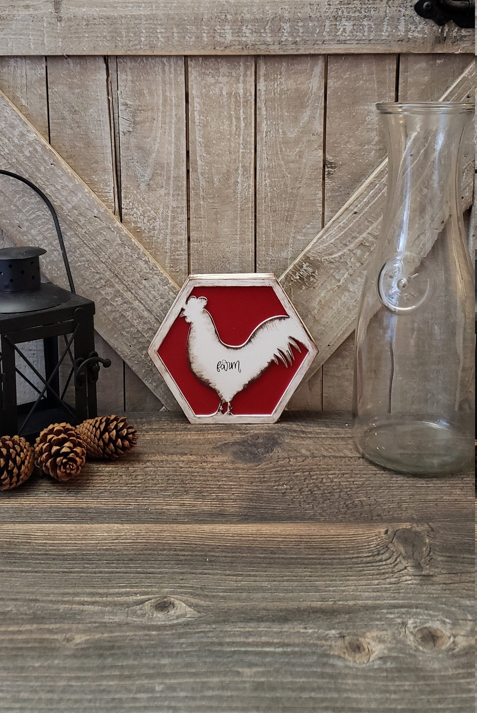 Rooster Shelf Sitter Wood & MDF Wood Farm Decoration Rustic - Etsy