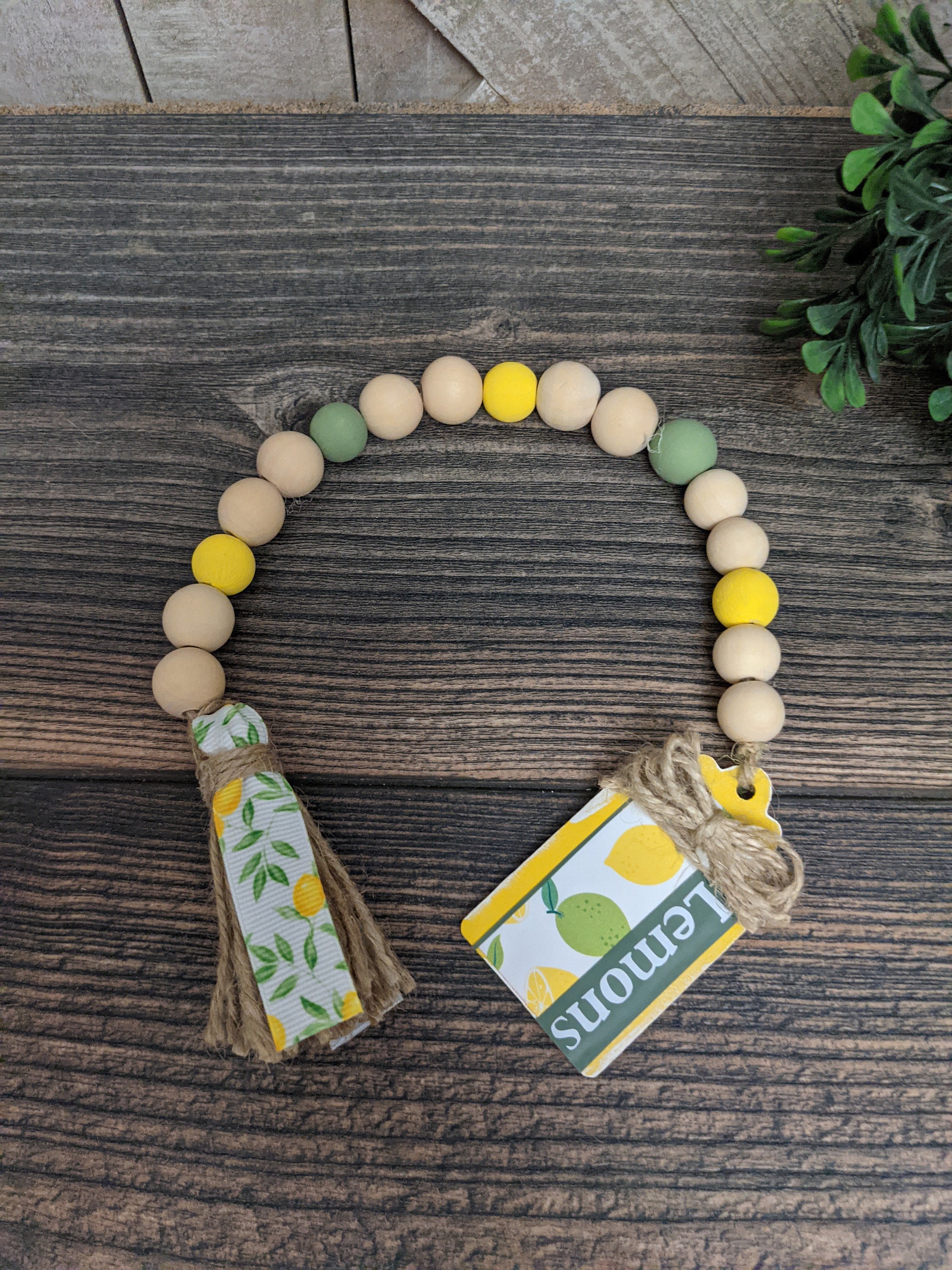 Wood Beaded Garland & Spring Summer Tiered Tray Tag Rustic | Etsy