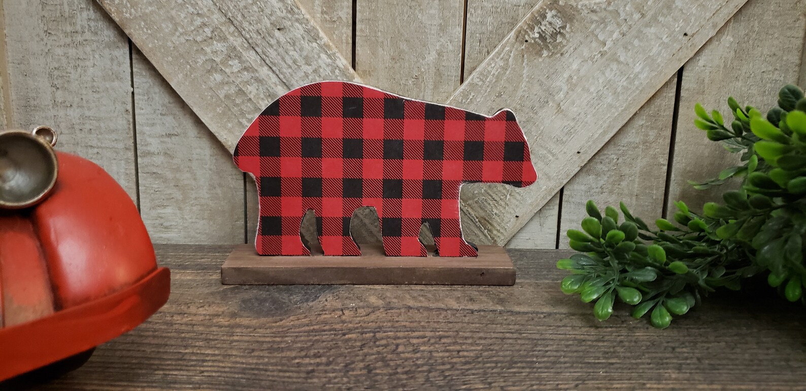 Bear Shelf Sitter Wood Lodge Decor Rustic Farmhouse Home Gift Decor ...