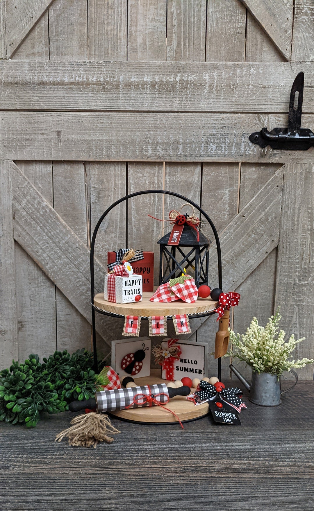 Ladybug Tiered Tray Farmhouse Items. Ladybug Shelf Sitter Decor, Dough ...