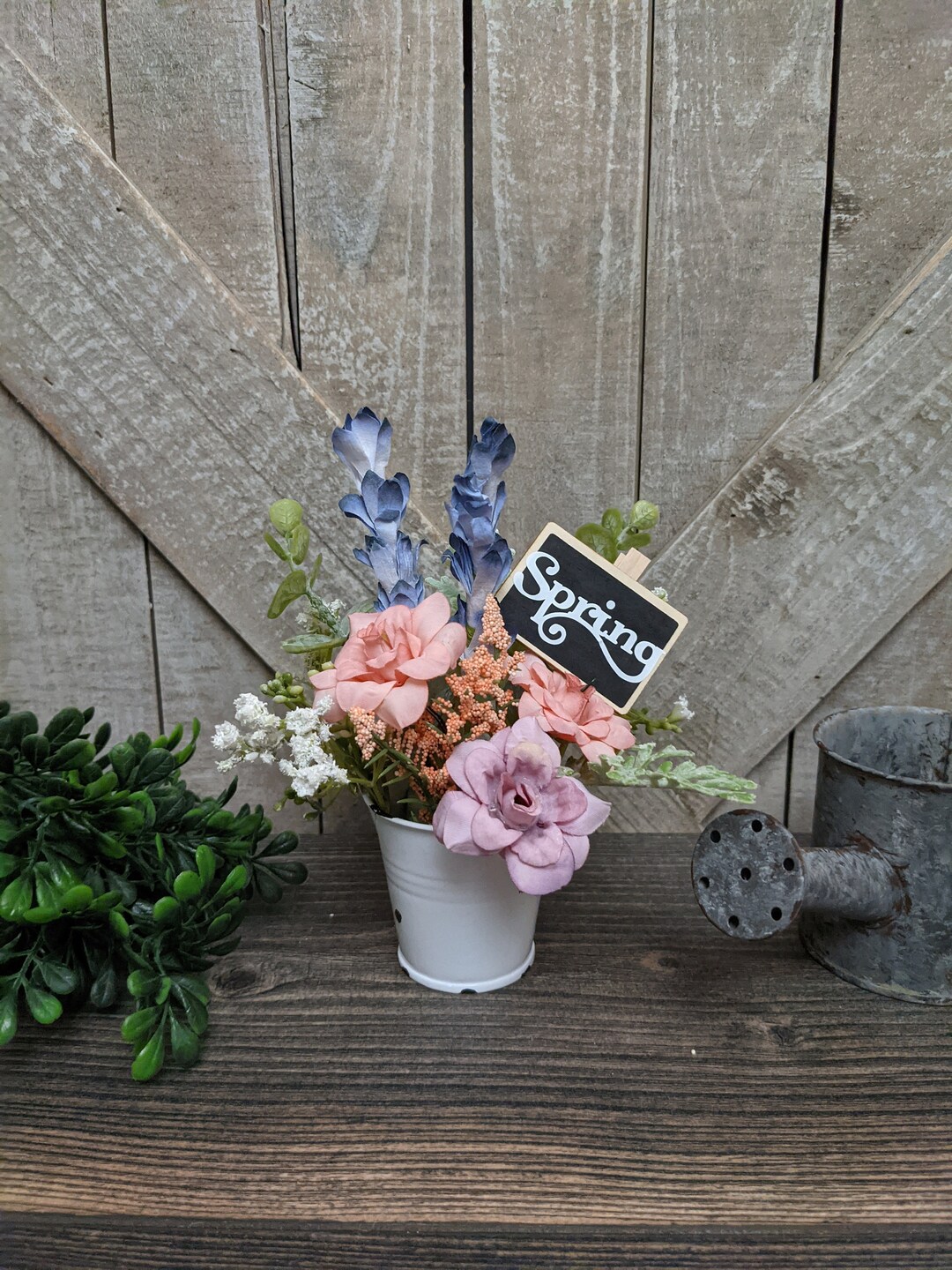 Mini Metal Centerpiece Rabbit Decor Farmhouse Bucket Decoration Spring ...