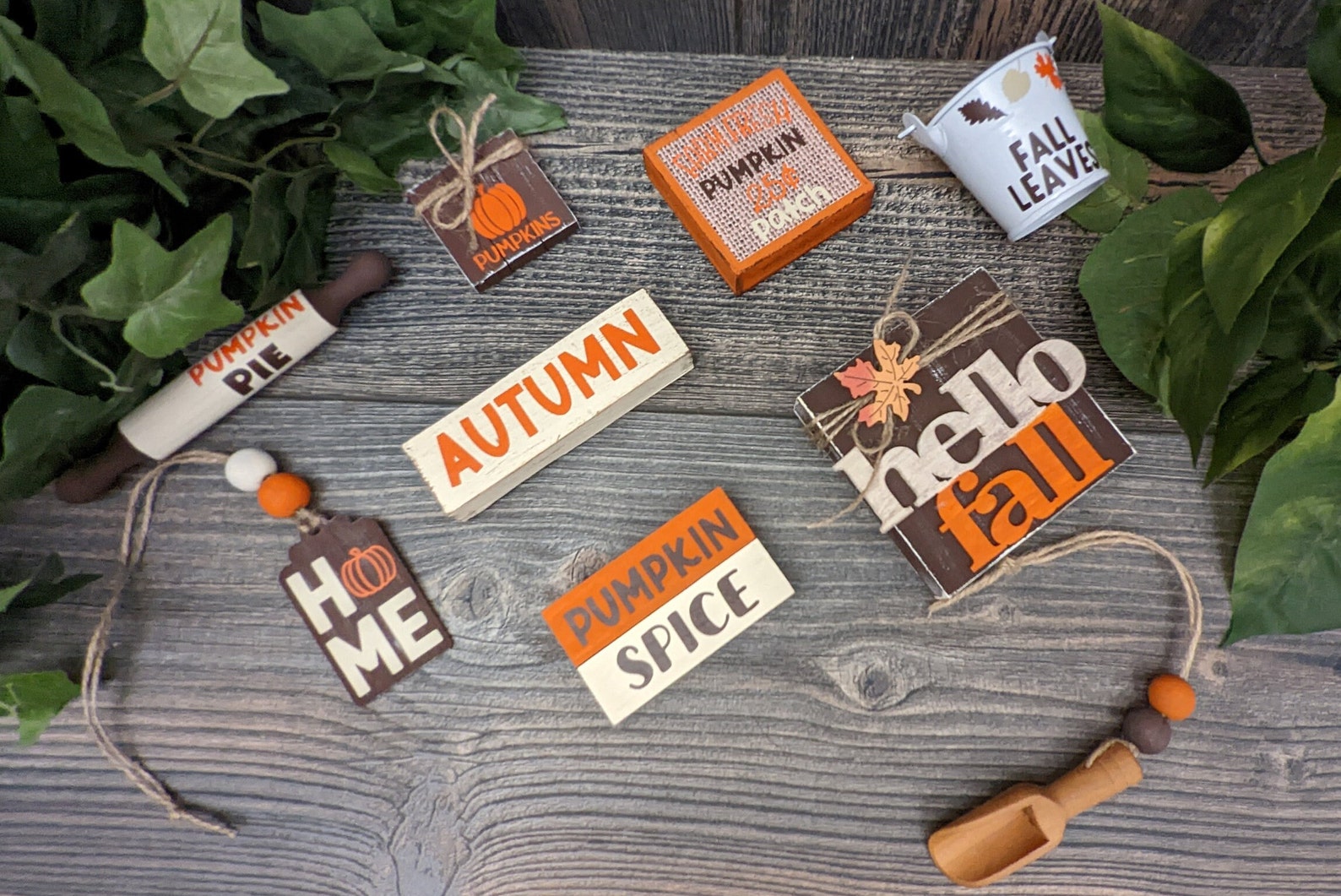 Fall Tiered Tray Items | Autumn Harvest Decor | Fall Pumpkin Dough Bow ...