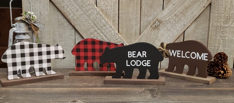 Bear Shelf Sitter Wood Lodge Decor Rustic Farmhouse Home Gift - Etsy