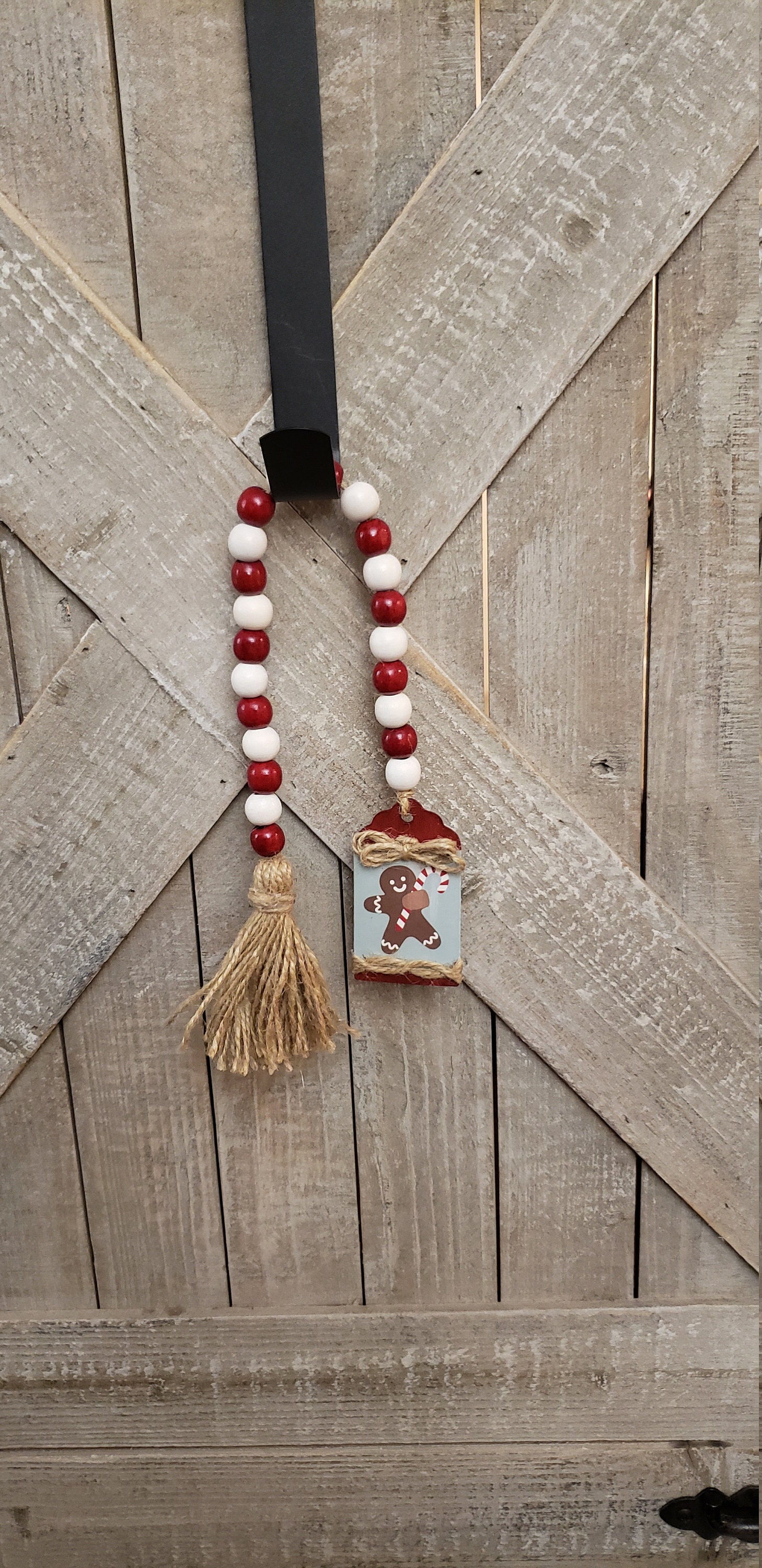 Wood Beaded Garland Tiered Tray Tag Rustic Farmhouse Decor | Etsy