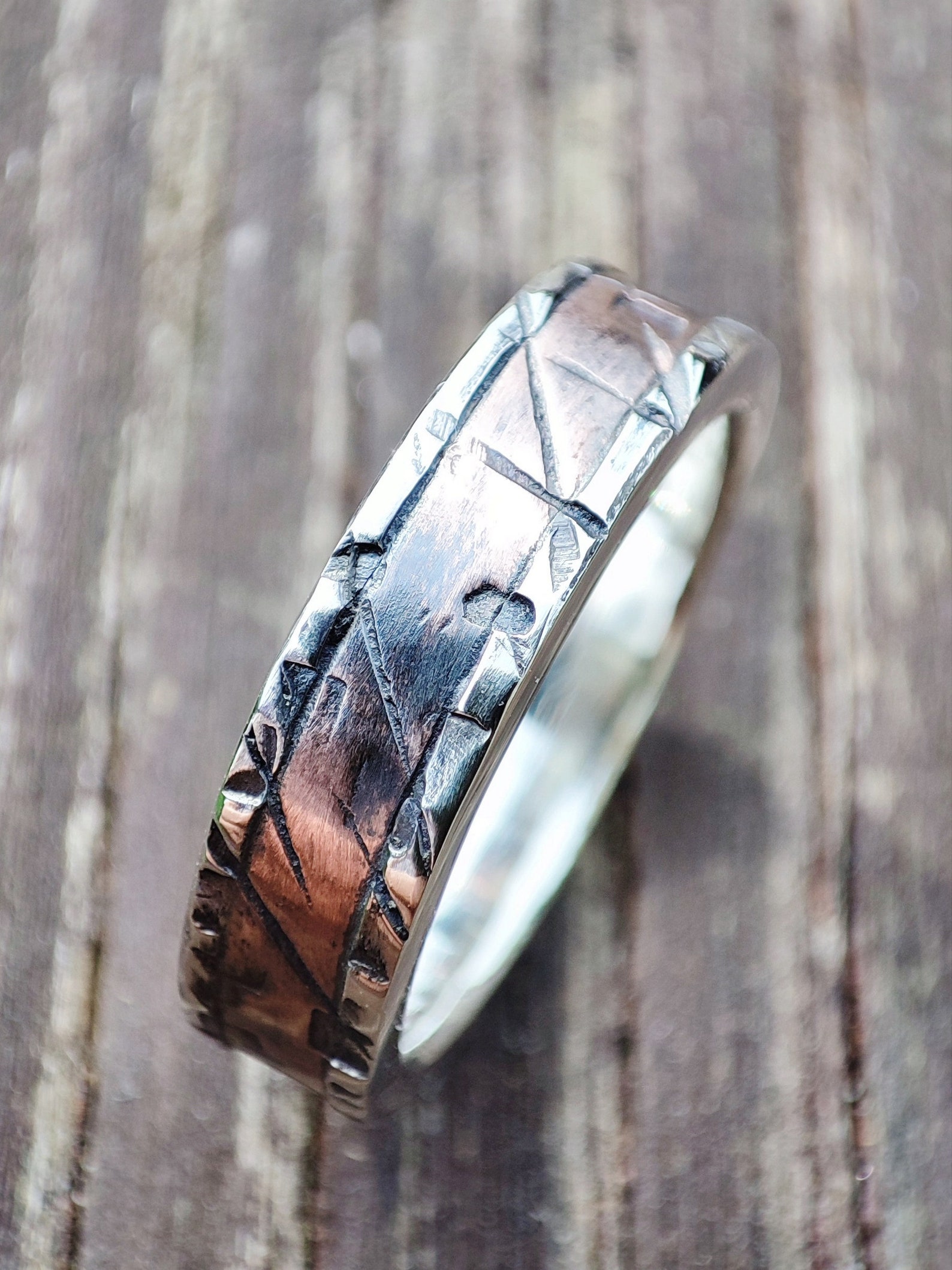 Mens Silver and Copper Wedding Ring Anniversary Ring - Etsy