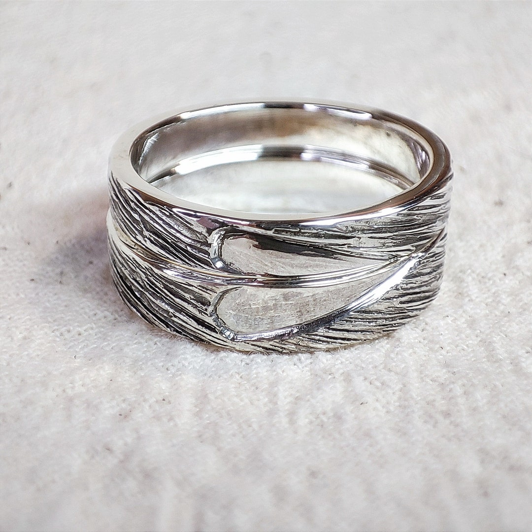 Textured Heart Wedding Ring Set, Handmade From Recycled Sterling Silver ...