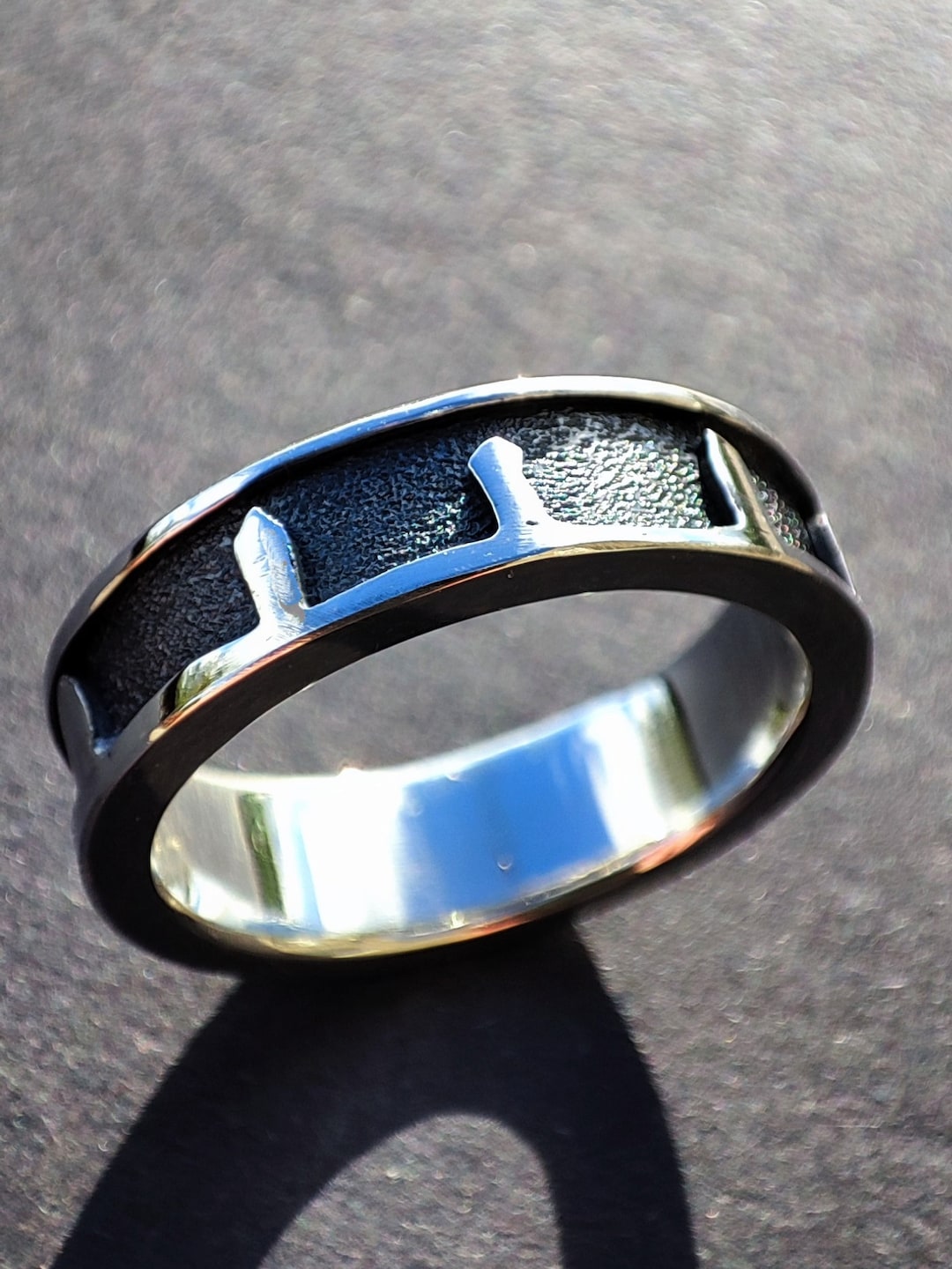 Standing Stones Ring, Sterling Silver Wide Band With Texture and ...