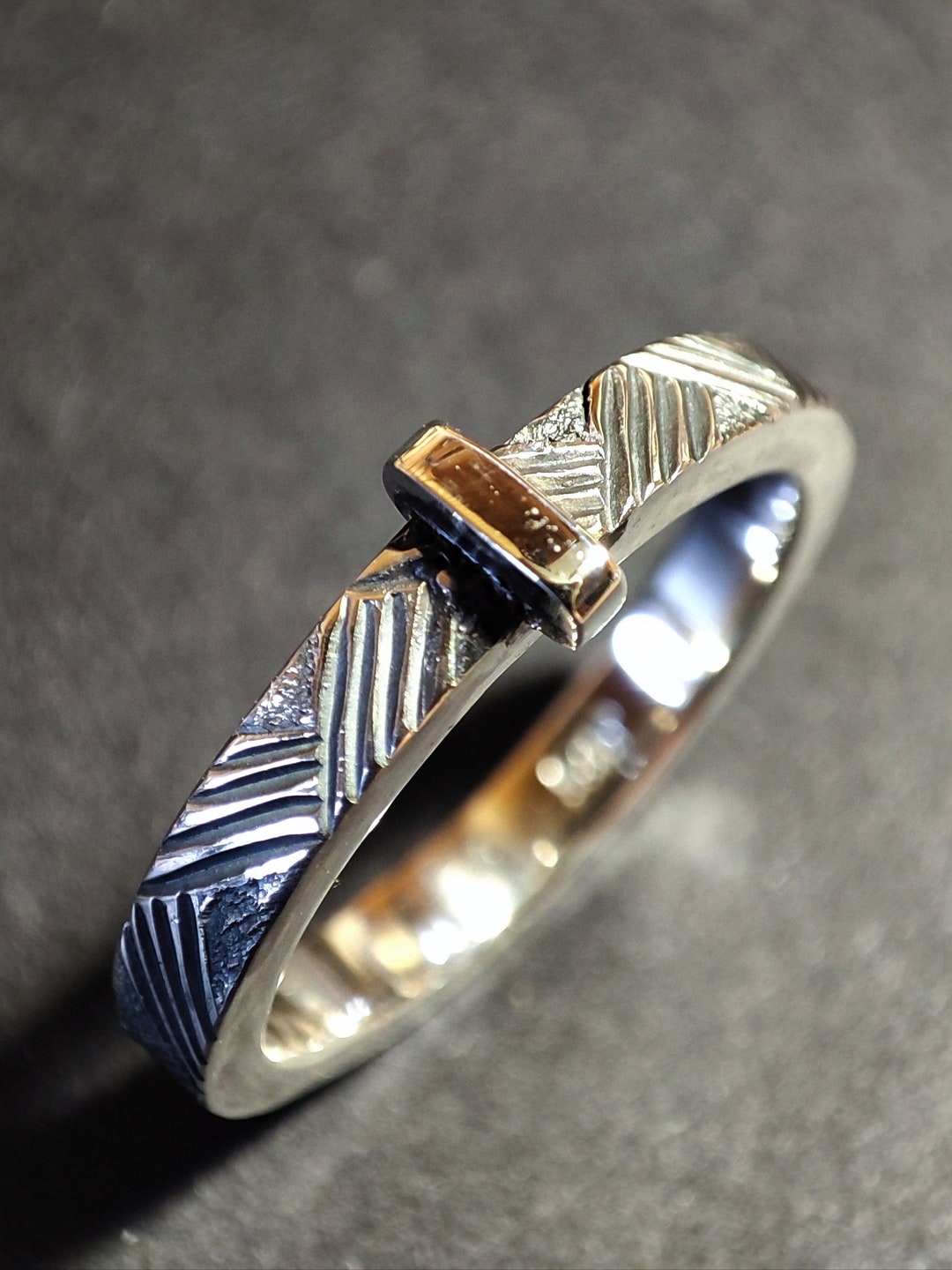 Scottish Plaid Sterling Silver Ring: Narrow Band Celtic Wedding Ring - Etsy