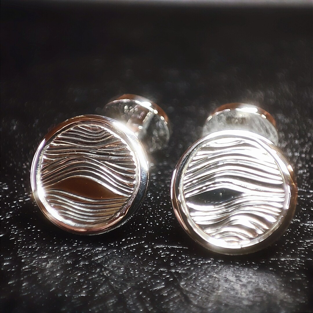 Circular Ripple Cufflinks With Hand Engraved Detail and High Polish ...