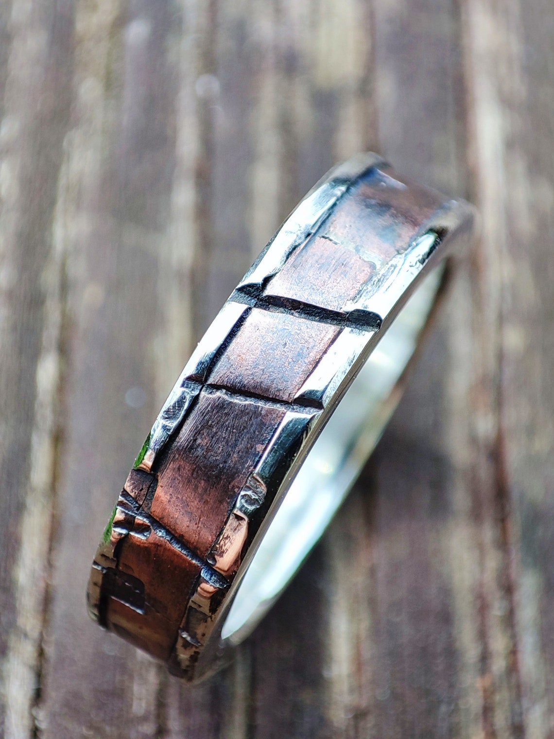 Mens Silver and Copper Wedding Ring Anniversary Ring - Etsy