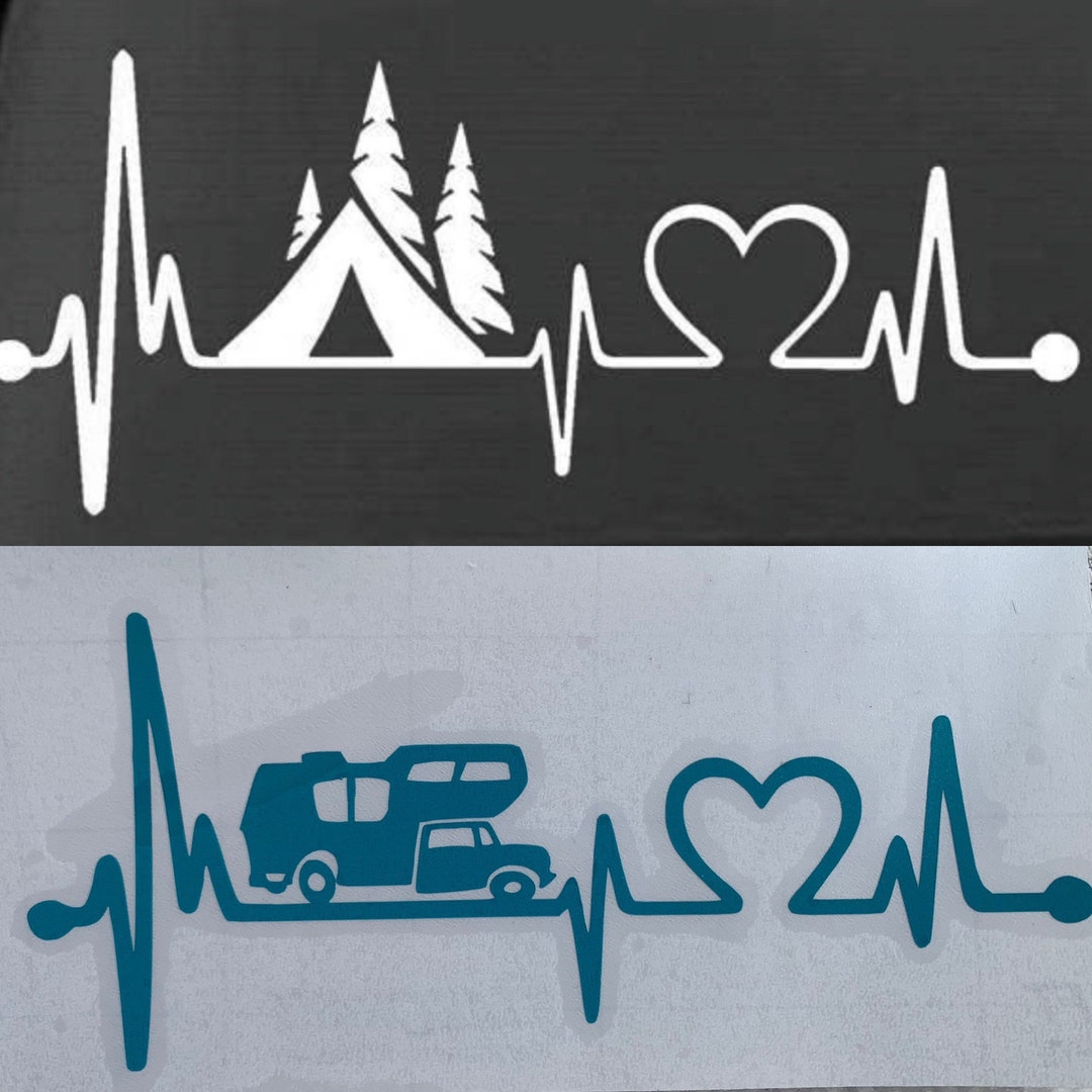 Camping Heartbeat Decal, Tent Heartbeat Decal, Camping Decal, Heartbeat ...