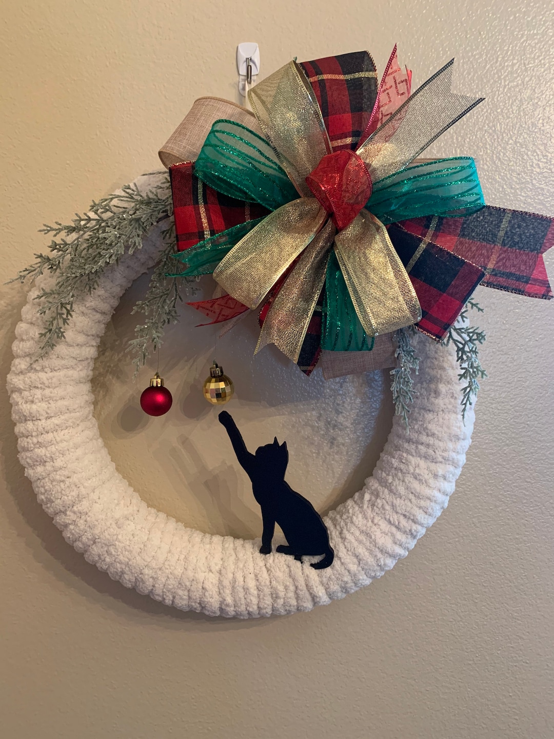 Cat Wreath, Everyday Cat Wreath, Christmas Cat Wreath, Christmas Wreath ...