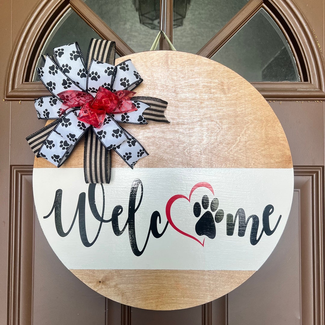 Pet Welcome Home, Pet Lover Gift, Welcome Paw, Front Door Decor, Year ...