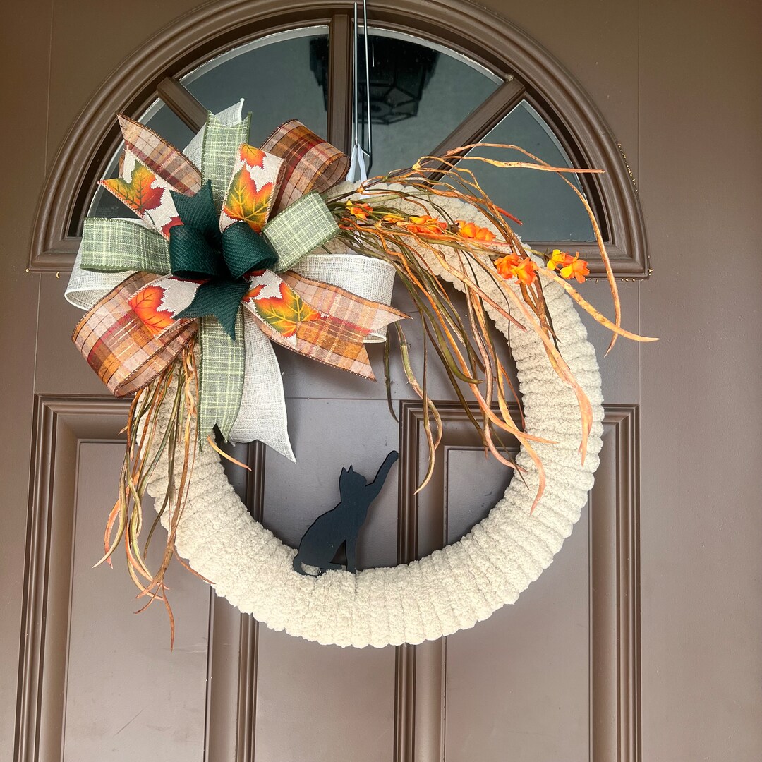 Fall Cat Wreath, Cat Wreath, Everyday Cat Wreath, Autumn Cat Wreath ...