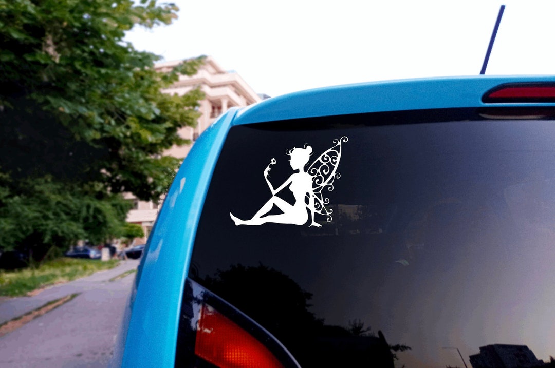 Fairy Car Decal, Pixie Fairy Vinyl Decal, Sitting Fairy Decal, Laptop ...