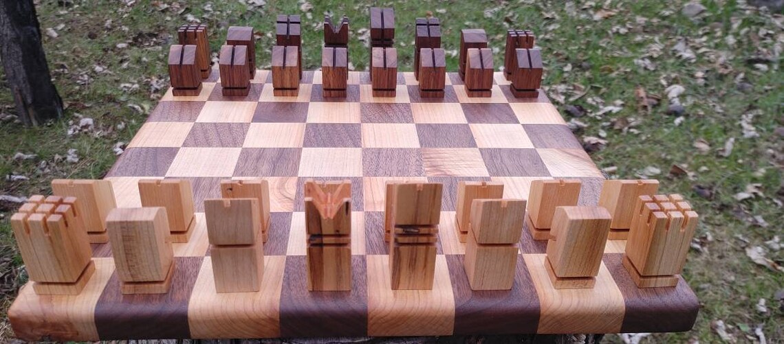 Chess Pieces Maple and Walnut Hand Made From Local Deadfall pieces Only ...