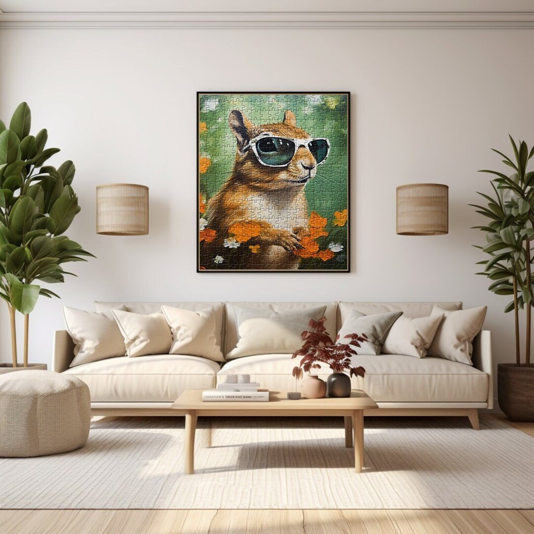 Squirrel With Sunglasses Jigsaw Puzzle | Floral Accents | Fun Jigsaw ...