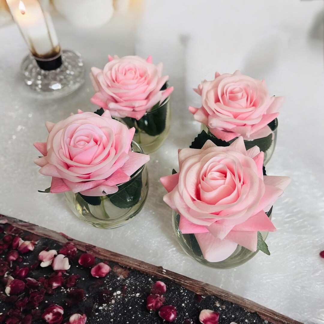 Wedding Centerpieces Pink Rose| Real Touch Roses| Faux Water ...