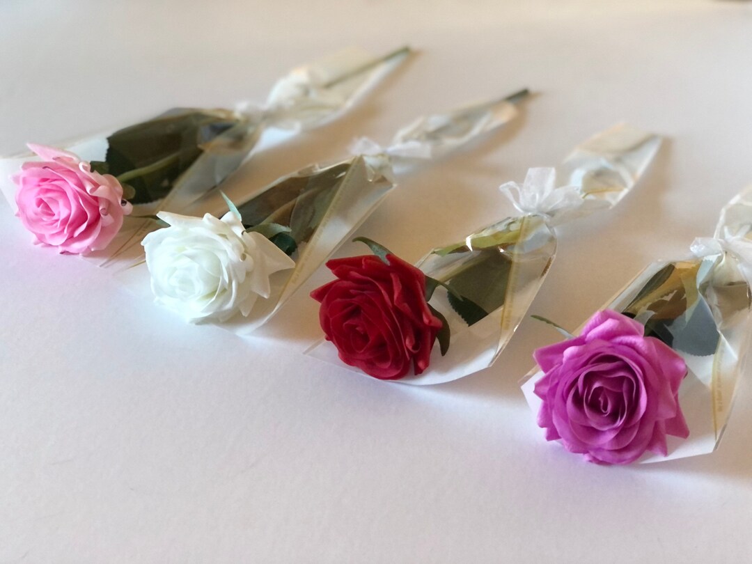 Single Stem Rose| Real Touch Wrapped Rose| Realistic Rose White Sleeve ...