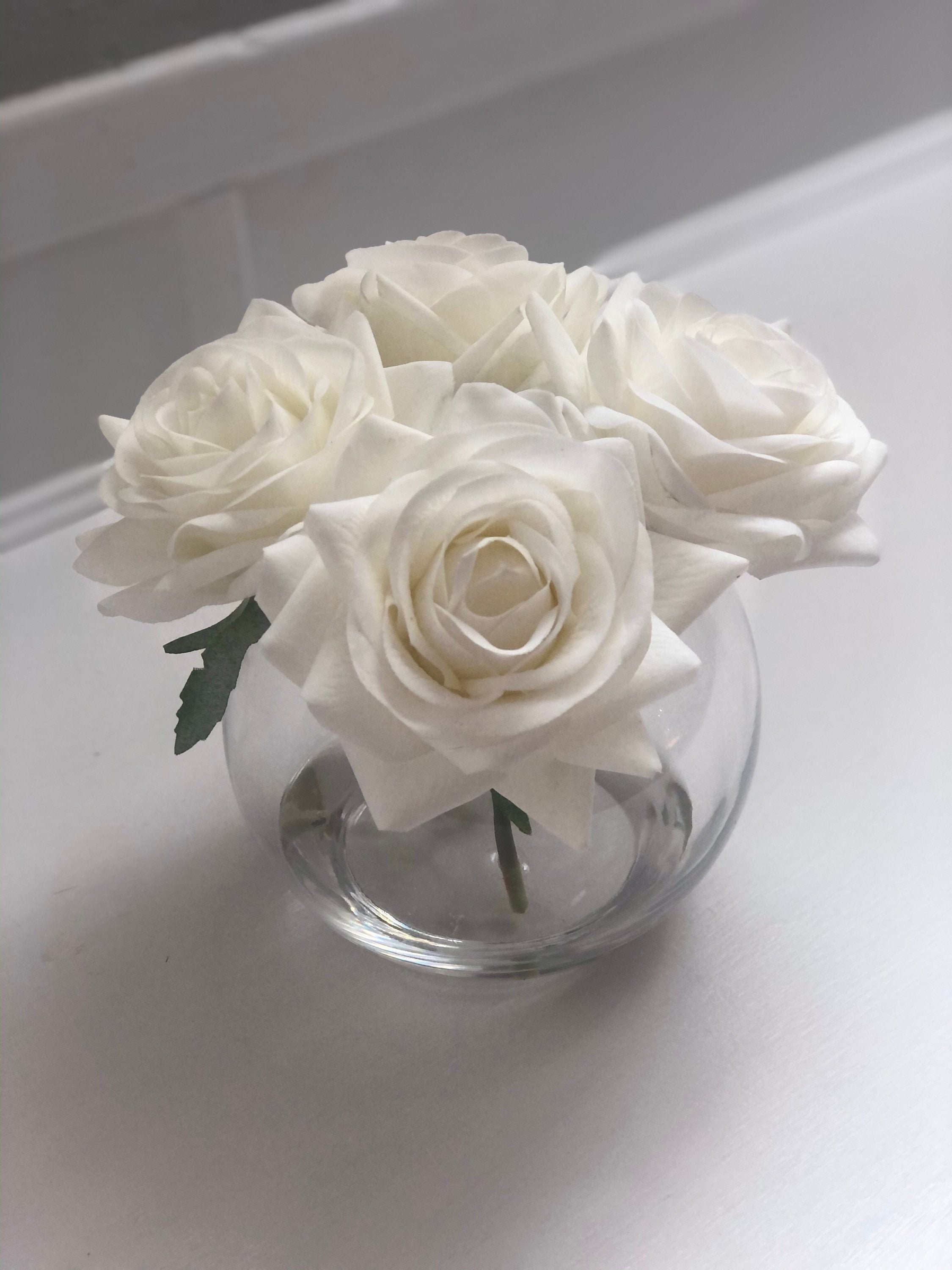 Real Touch White Rose Centerpiece White Floral Arrangement | Etsy