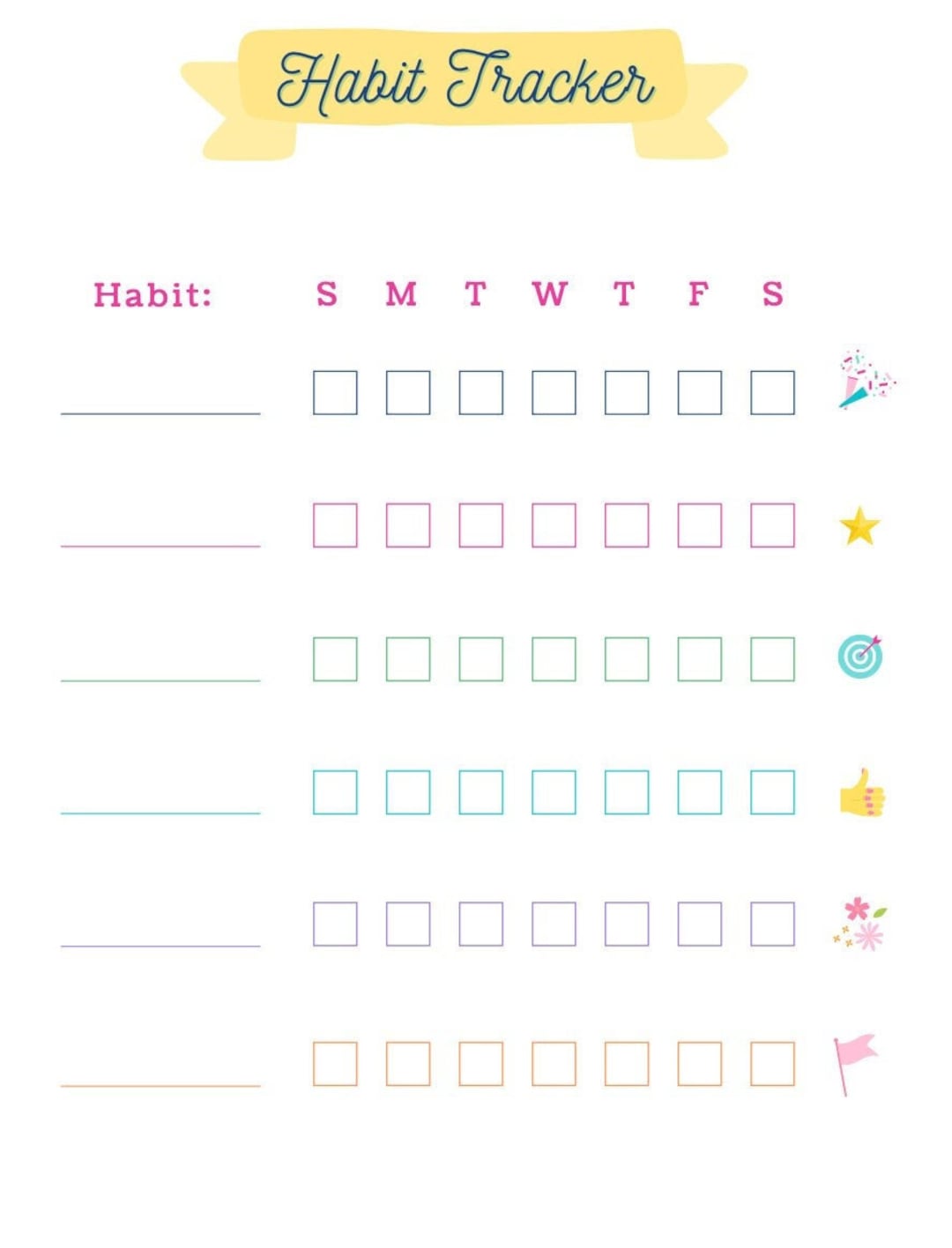 Habit Tracker Printable Goal Setting Instant Download Weekly Routines ...