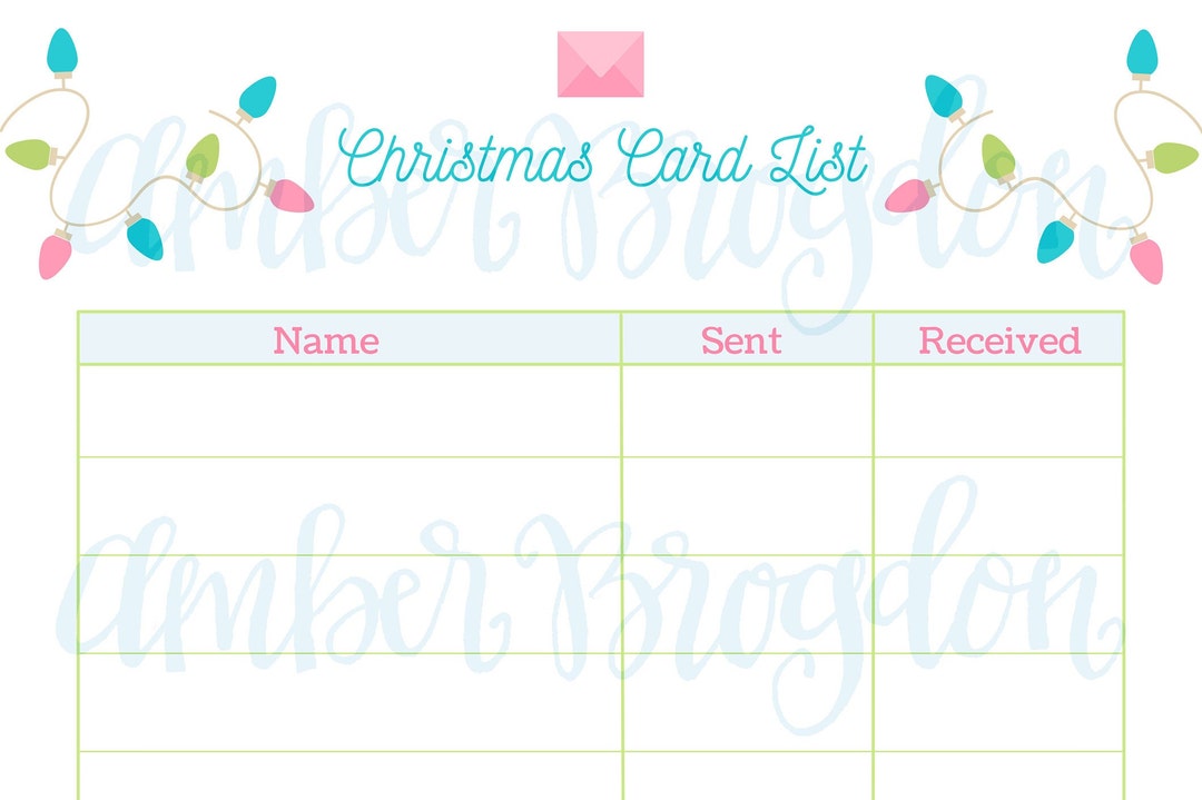 Printable Christmas Card Checklist, Printable Christmas Card Tracker ...