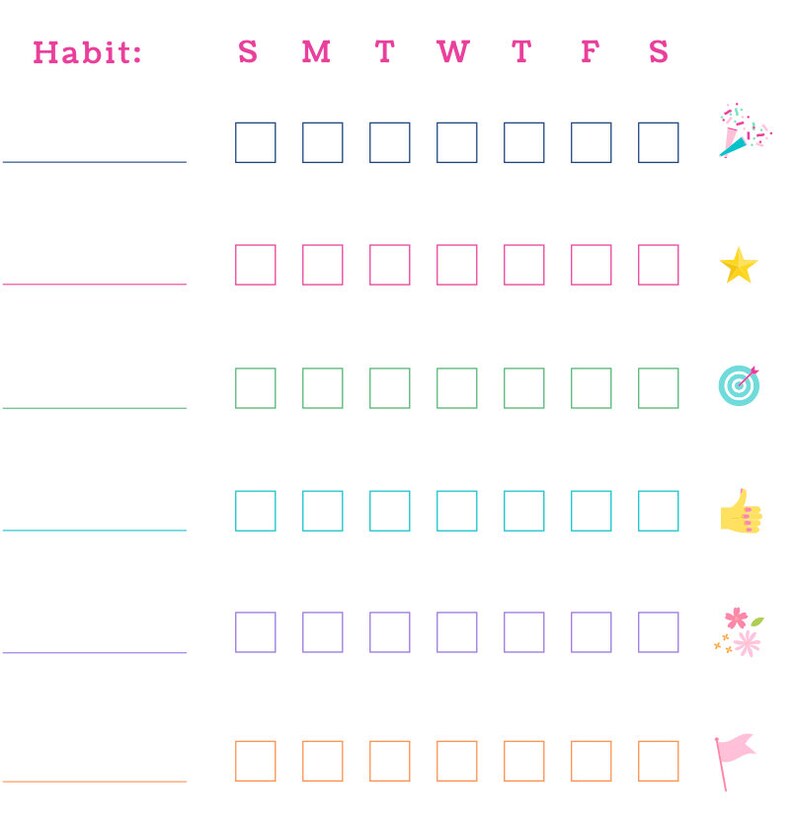 Habit Tracker Printable Goal Setting Instant Download Weekly Routines ...