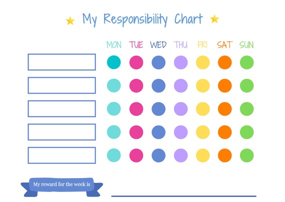 Kids Responsibility Chart Chore Chart Childrens Habit - Etsy
