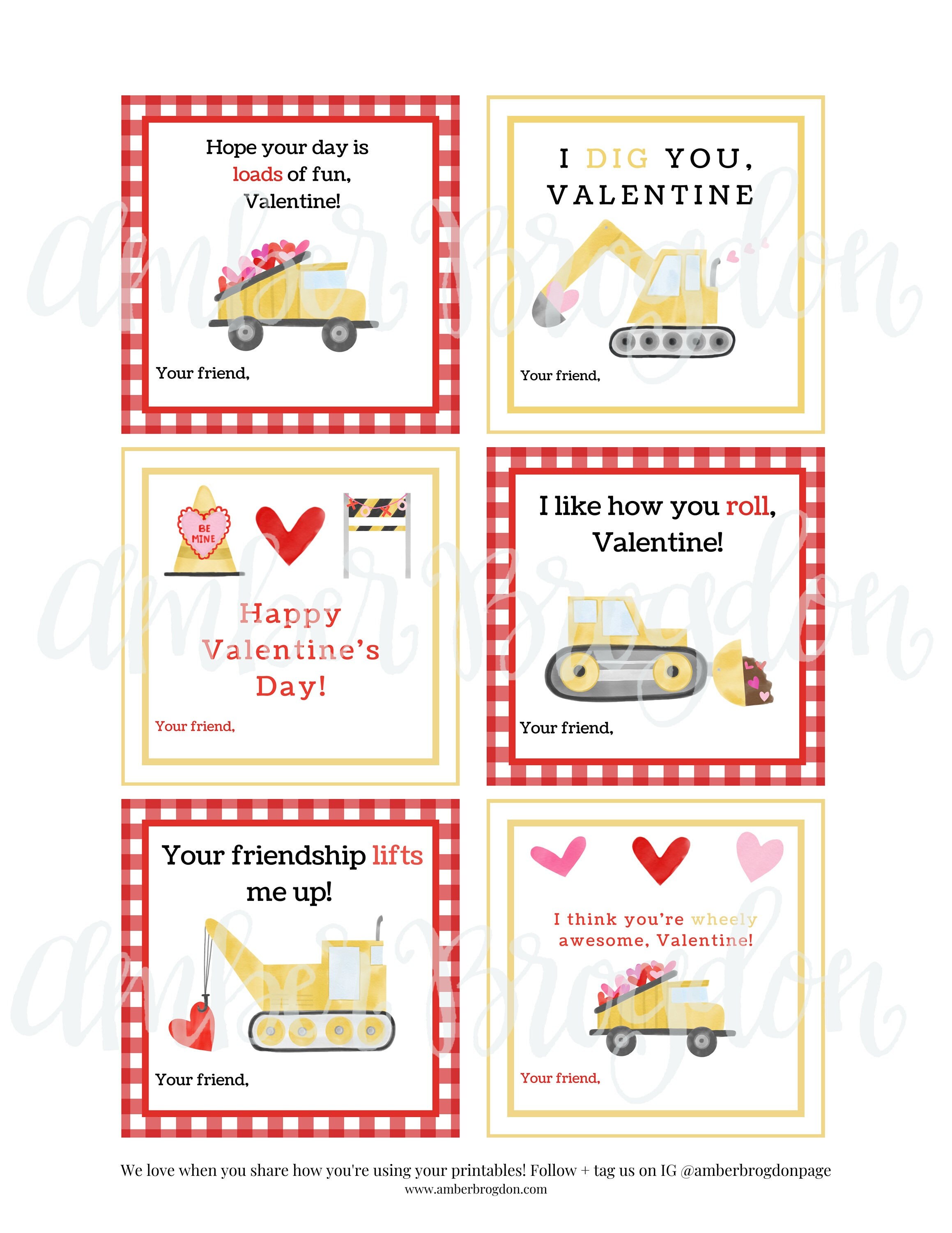 Valentine's Day Printable, Construction Valentines, Boy Valentines ...