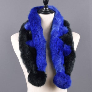 Real Rabbit Fur Scarf 100% Natural Rabbit Fur for Winter Warm and Soft ...