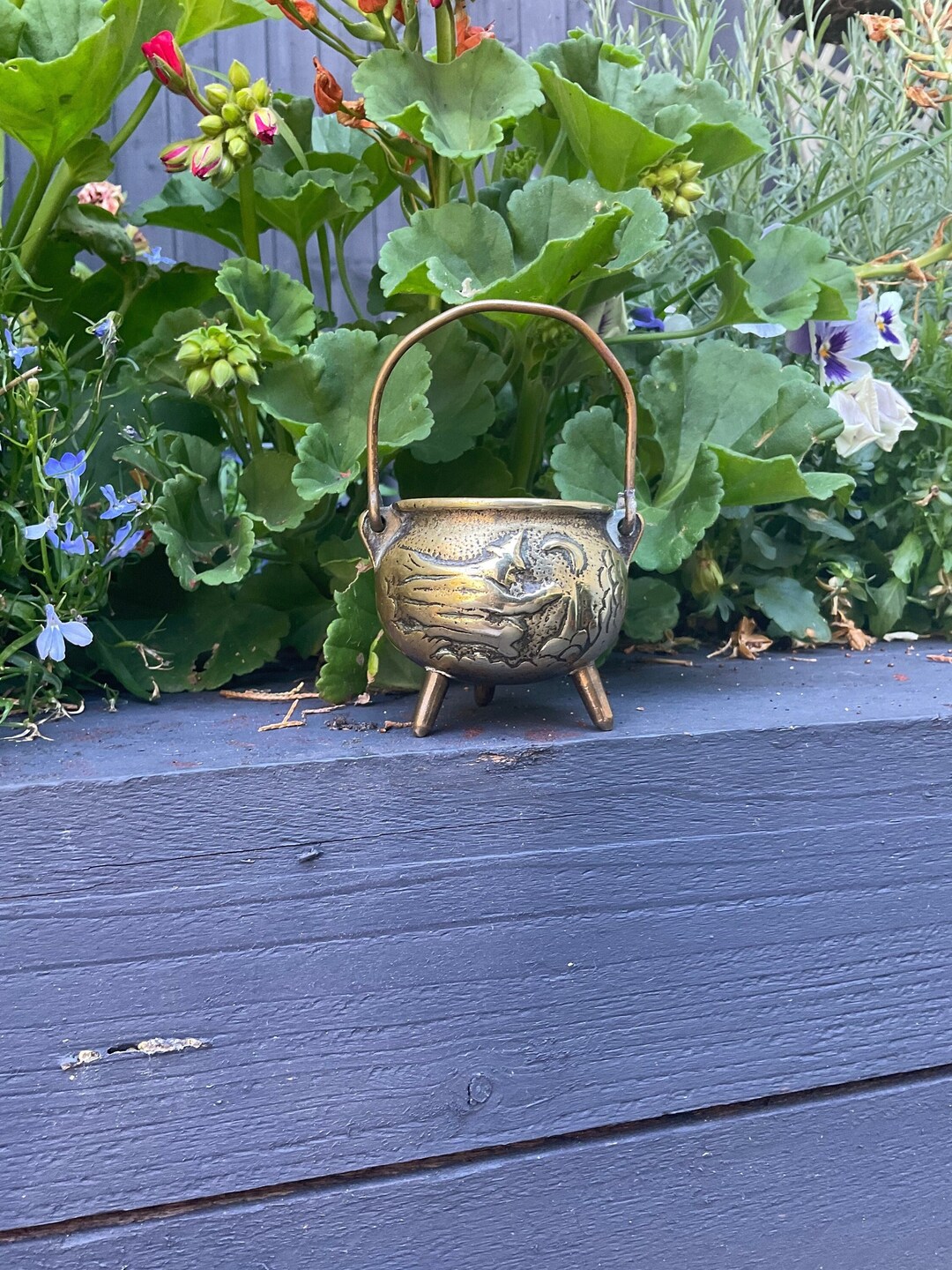 Brass Vintage Witches Cauldron, Thistle, Scottish Witch, Wicca Altar ...