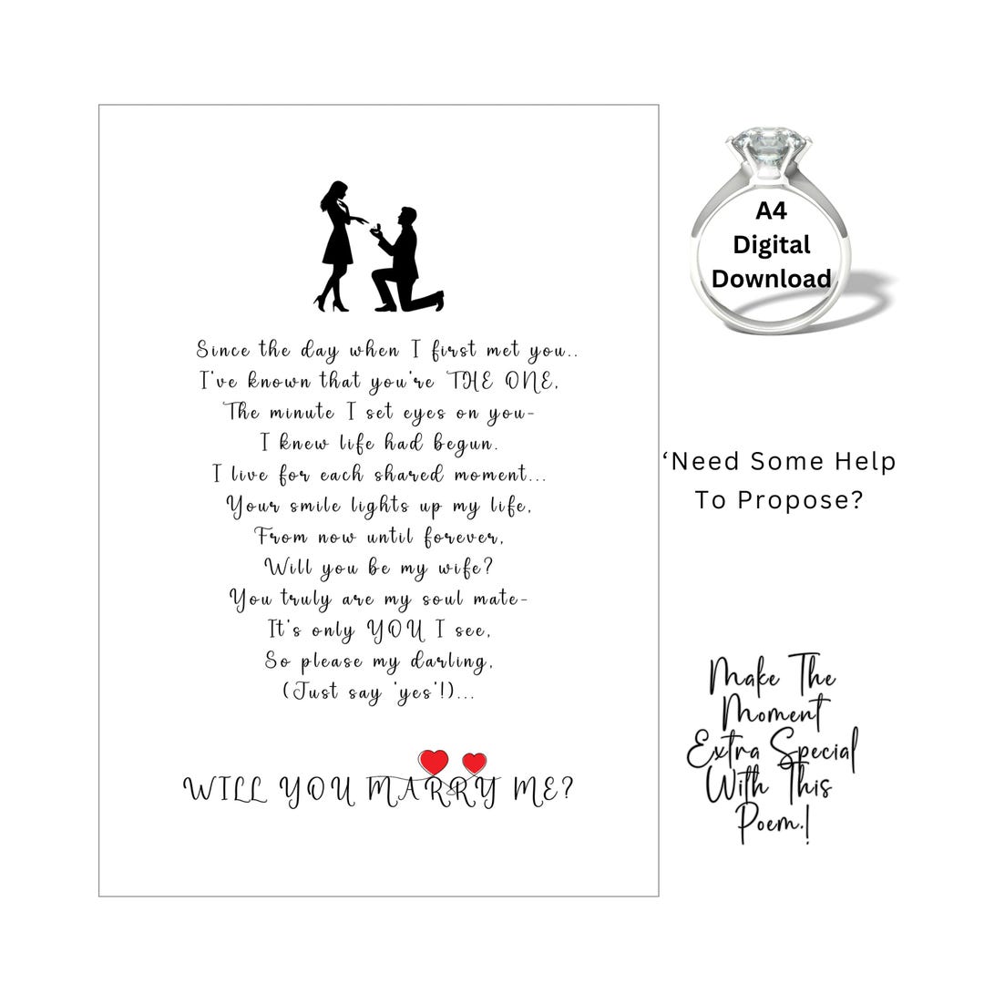 Marriage Proposal Poem: 'will You Marry Me' Keepsake (digital Download ...