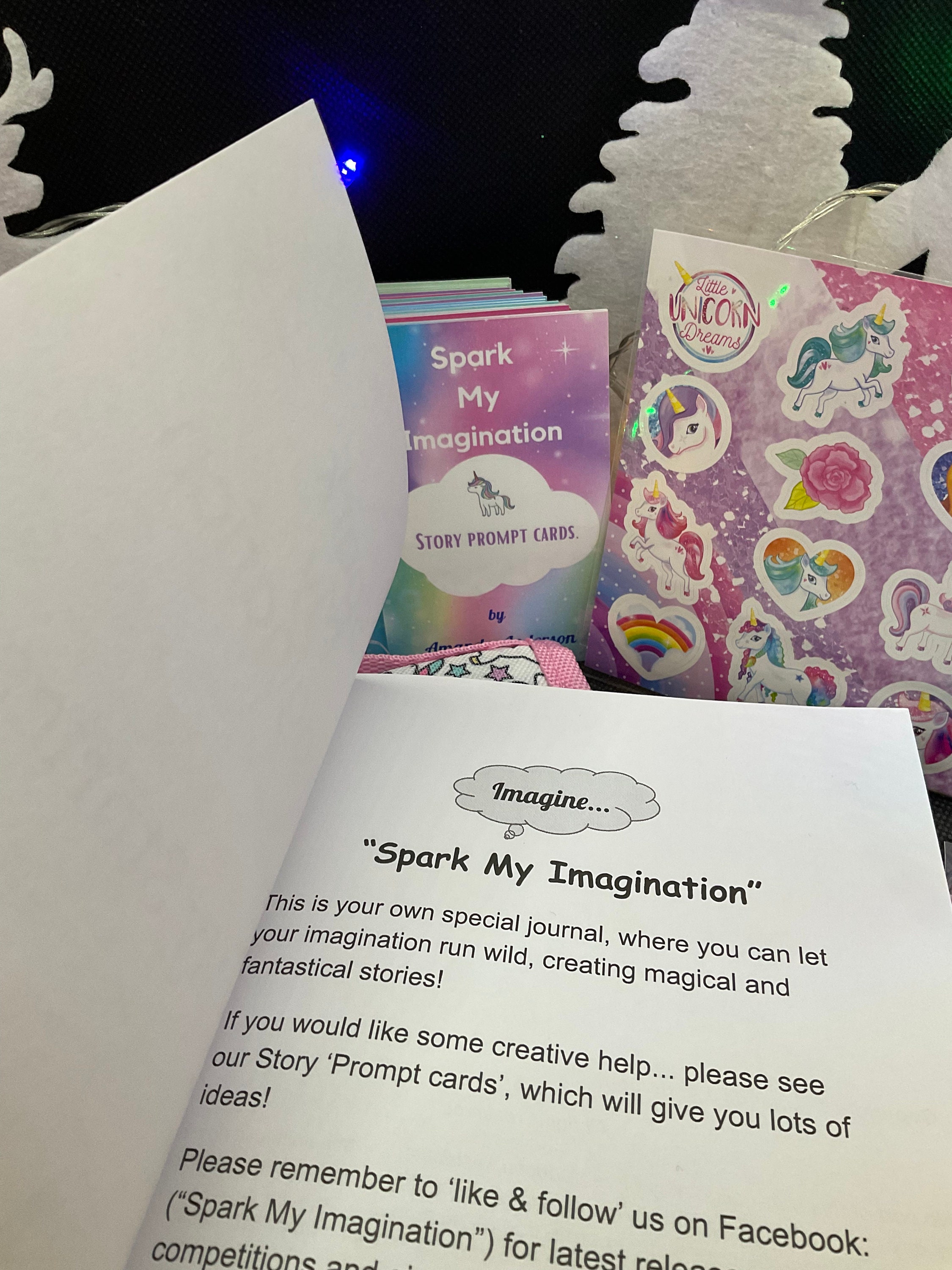 Unicorn Story Cards Kit, Includes Prompt Cards, Writing Journal, Pencil ...