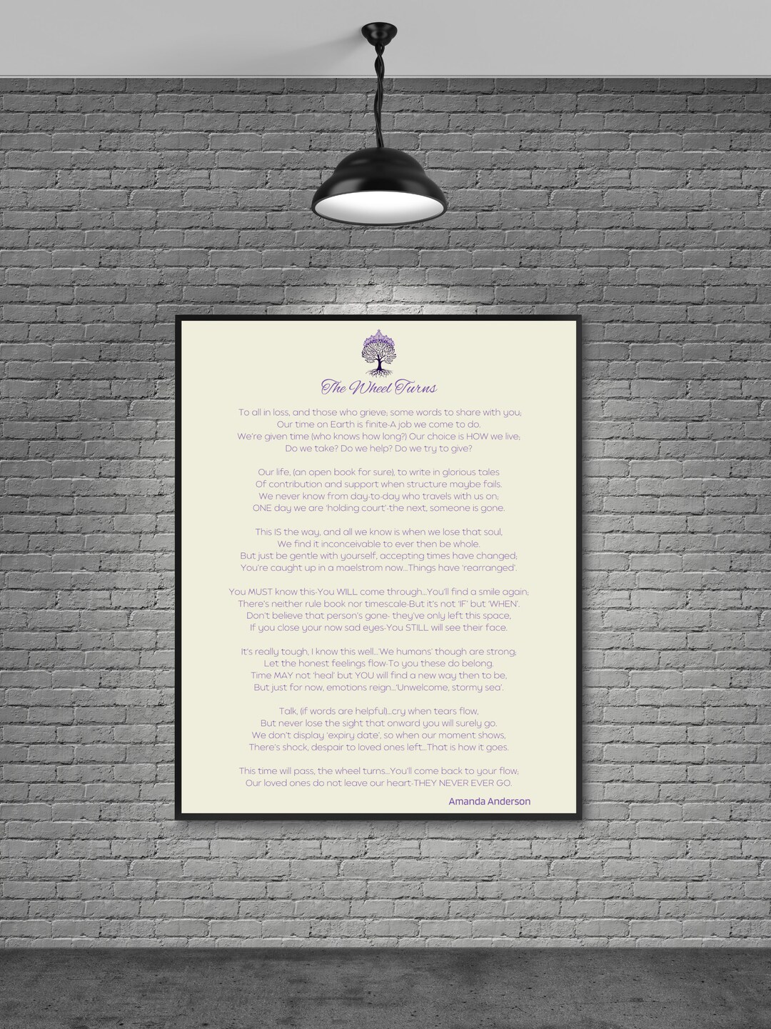 Framed Sympathy Poem, "the Wheel Turns" - Bereavement Gift - Etsy