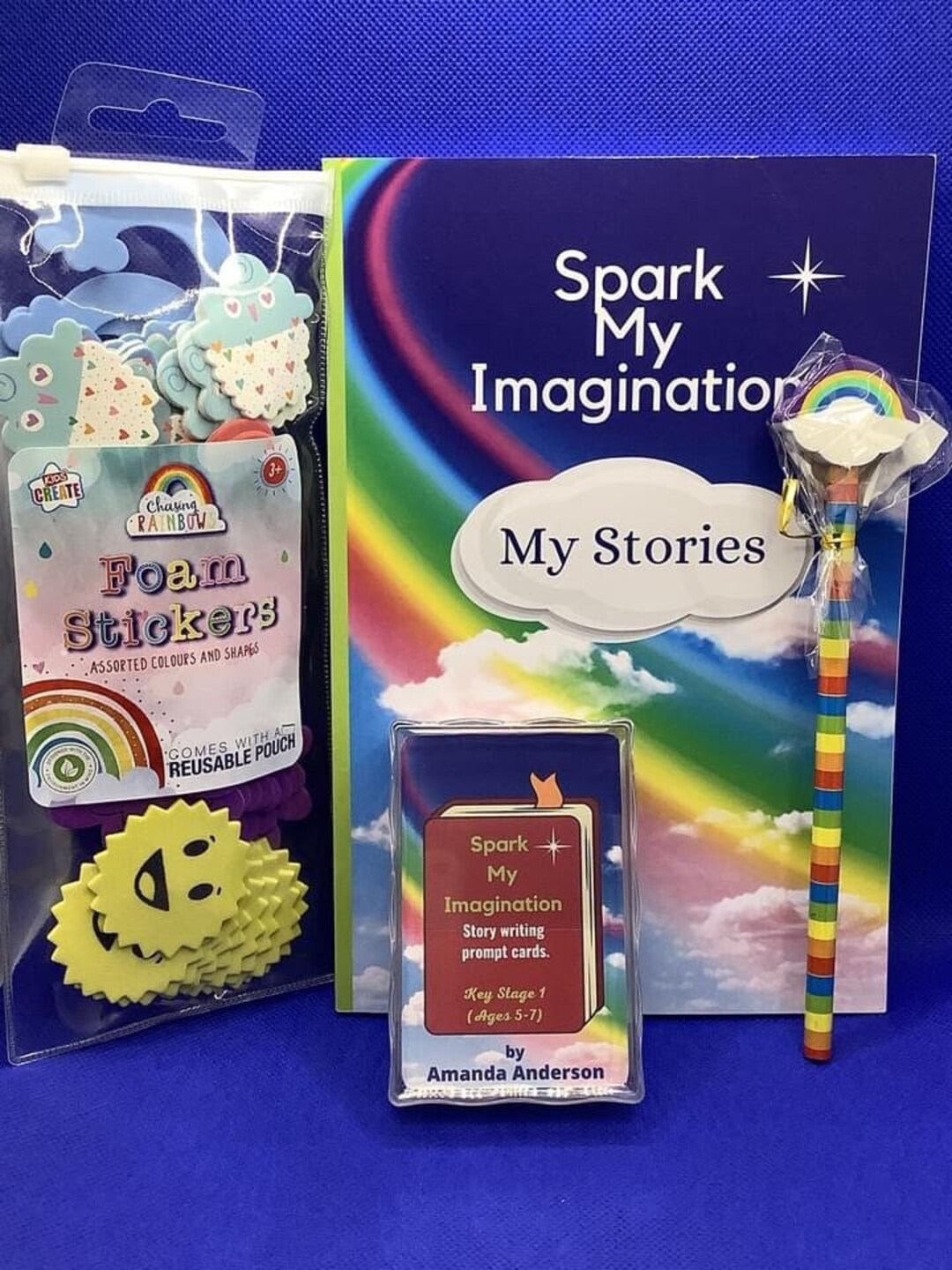 Story Writing Kit for Children. Rainbow Themed Journal, Story Prompt ...