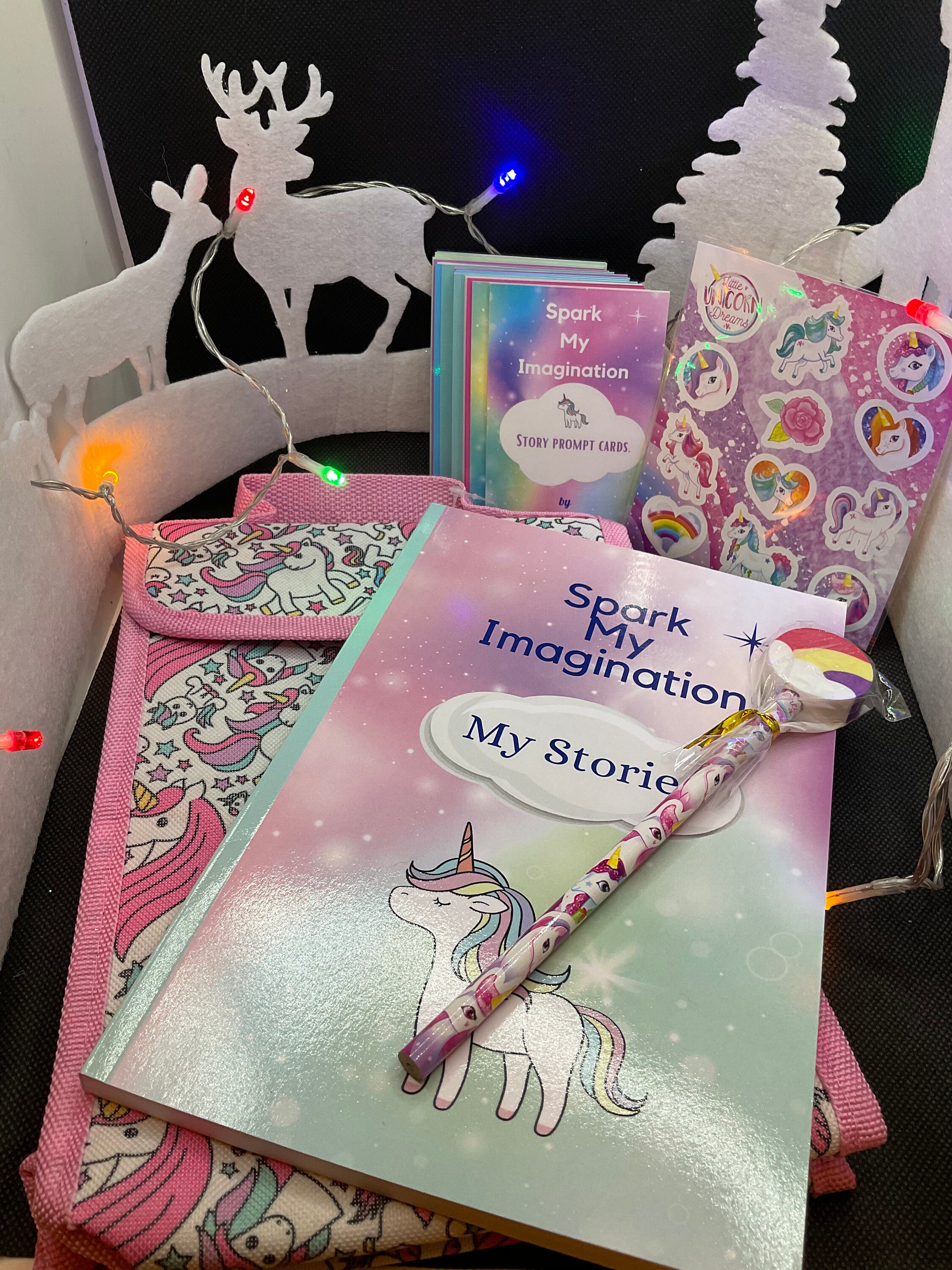 Unicorn Story Cards Kit, Includes Prompt Cards, Writing Journal, Pencil ...