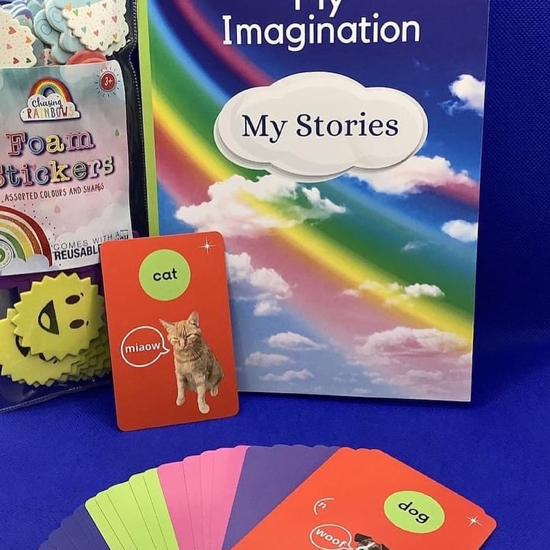 Story Writing Kit for Children. Rainbow Themed Journal, Story Prompt ...