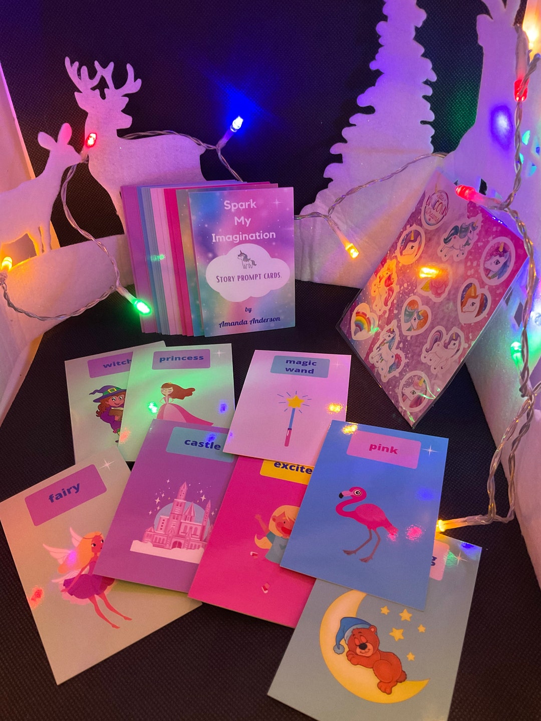 Unicorn Story Cards Kit, Includes Prompt Cards, Writing Journal, Pencil ...