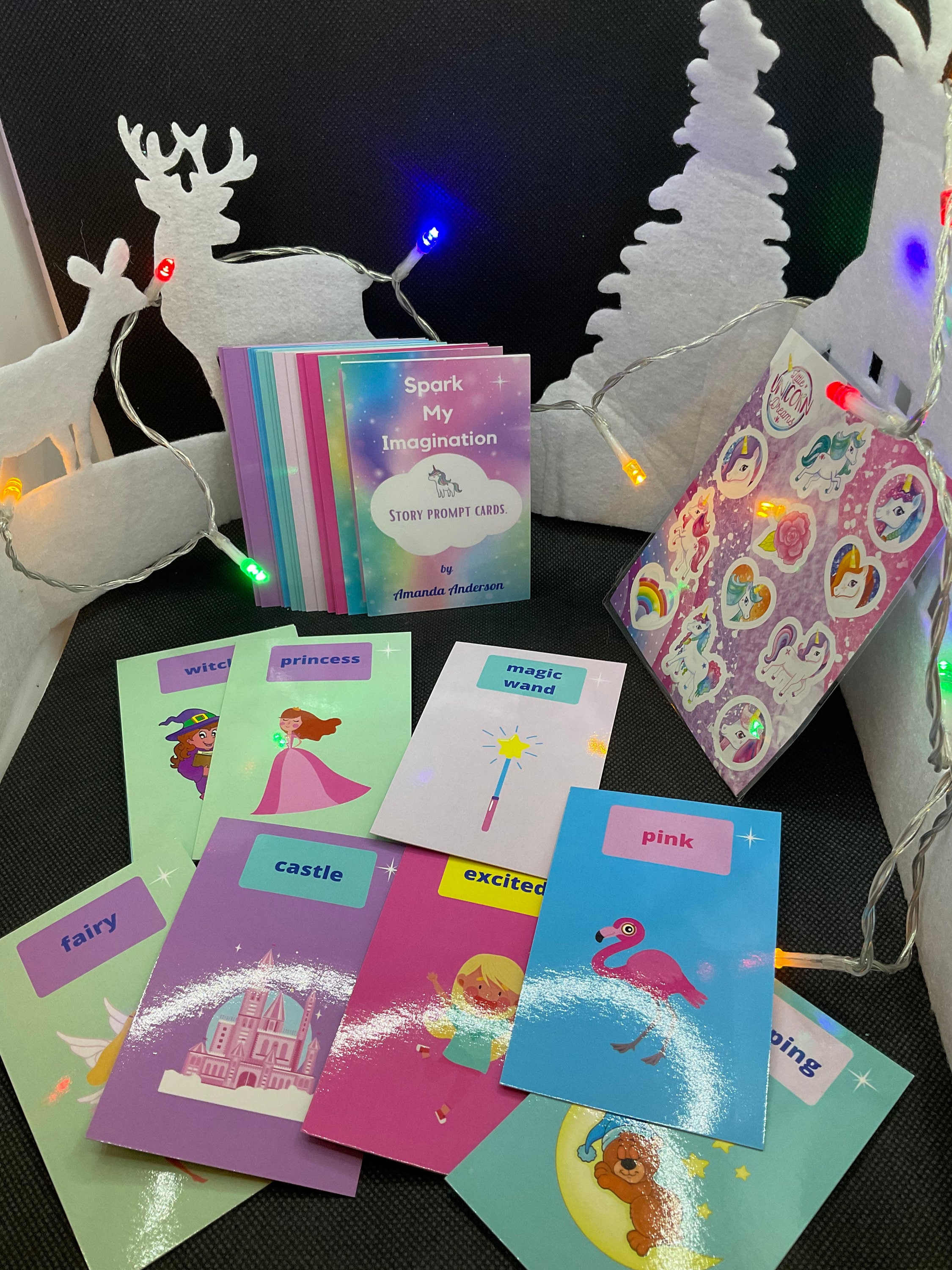 Unicorn Story Cards Kit, Includes Prompt Cards, Writing Journal, Pencil ...