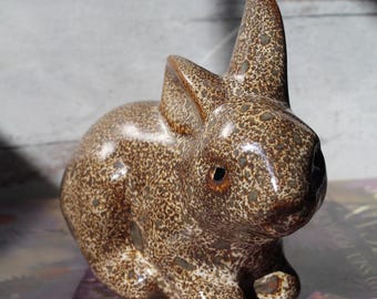 Vintage Ceramic Bunny Figurine With Applied Fur Cotton Tail - - Etsy
