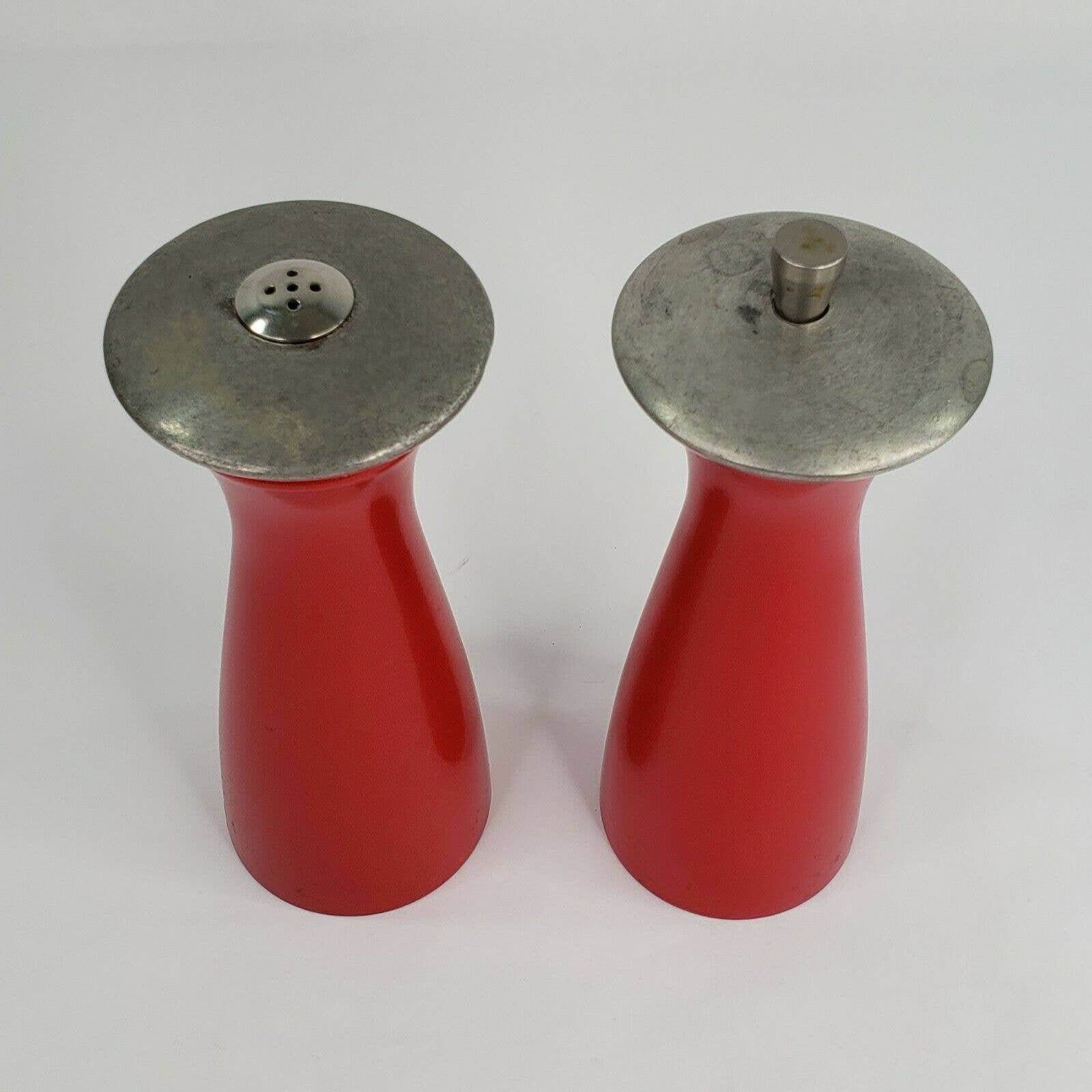 Verity Southall Red Salt Shaker Pepper Mill Grinder Wood Metal Retro ...
