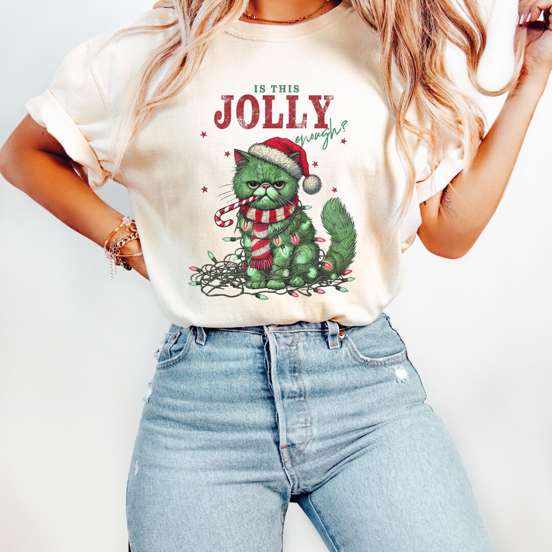 Is This Jolly Enough Shirt, Grumpy Cat Christmas Shirt, Funny Christmas ...