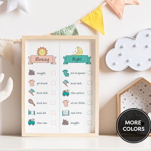 Kids Printable Chore Chart Morning and Night Routine List | Etsy