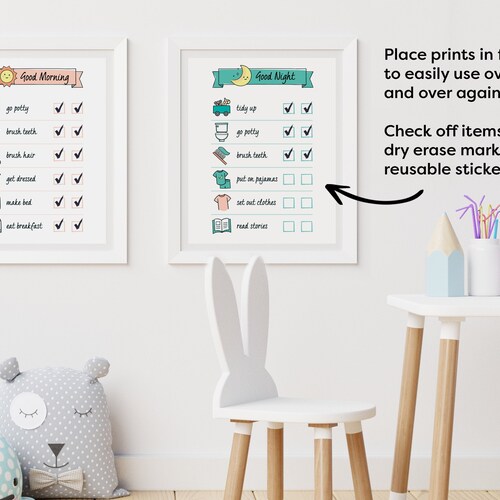 Kids Morning/bedtime Checklist Printable Chore Chart Kid - Etsy