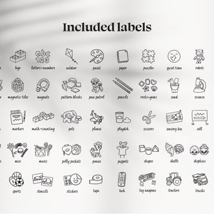 Printable + Editable Toy Bin Storage Labels Set 1, Minimalist Playroom ...