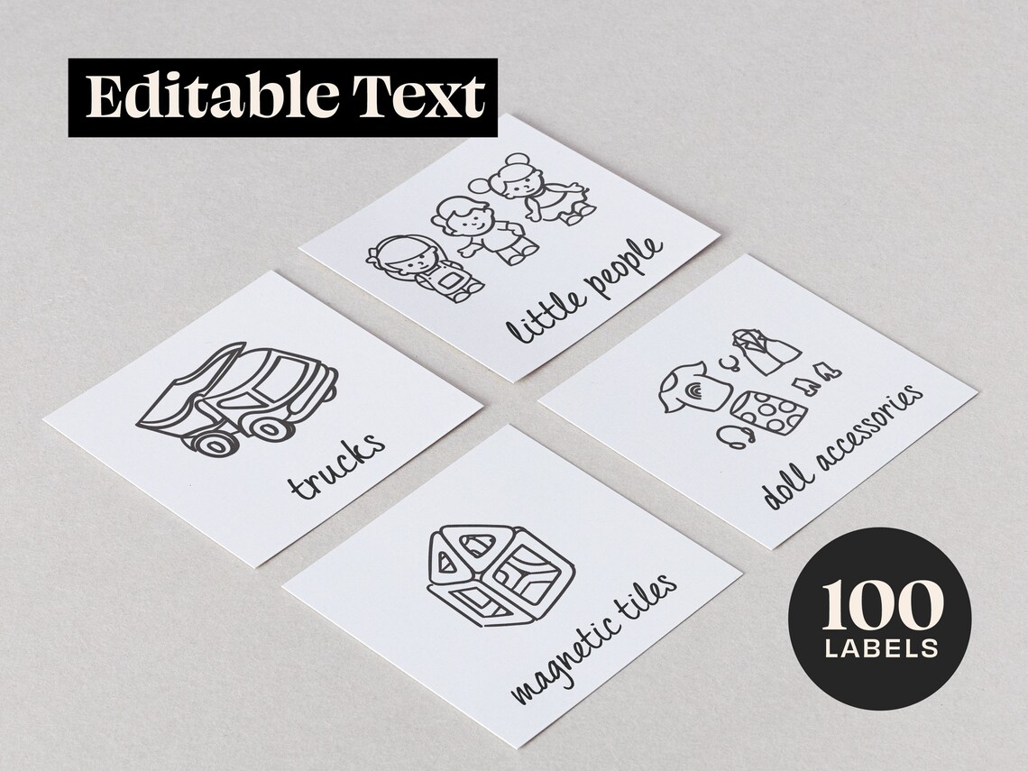 Printable Editable Toy Bin Storage Labels Minimalist - Etsy