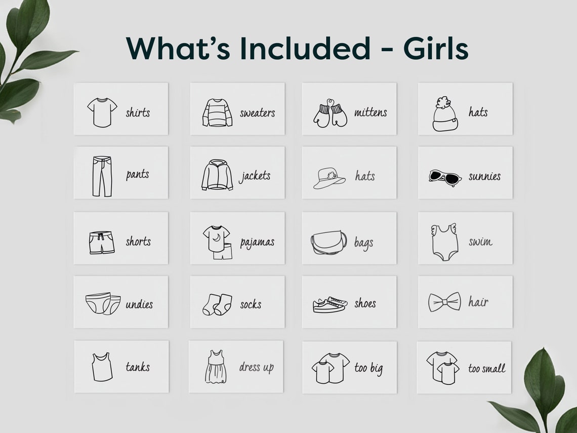 Printable Dresser Drawer Labels for Kids Clothing and | Etsy