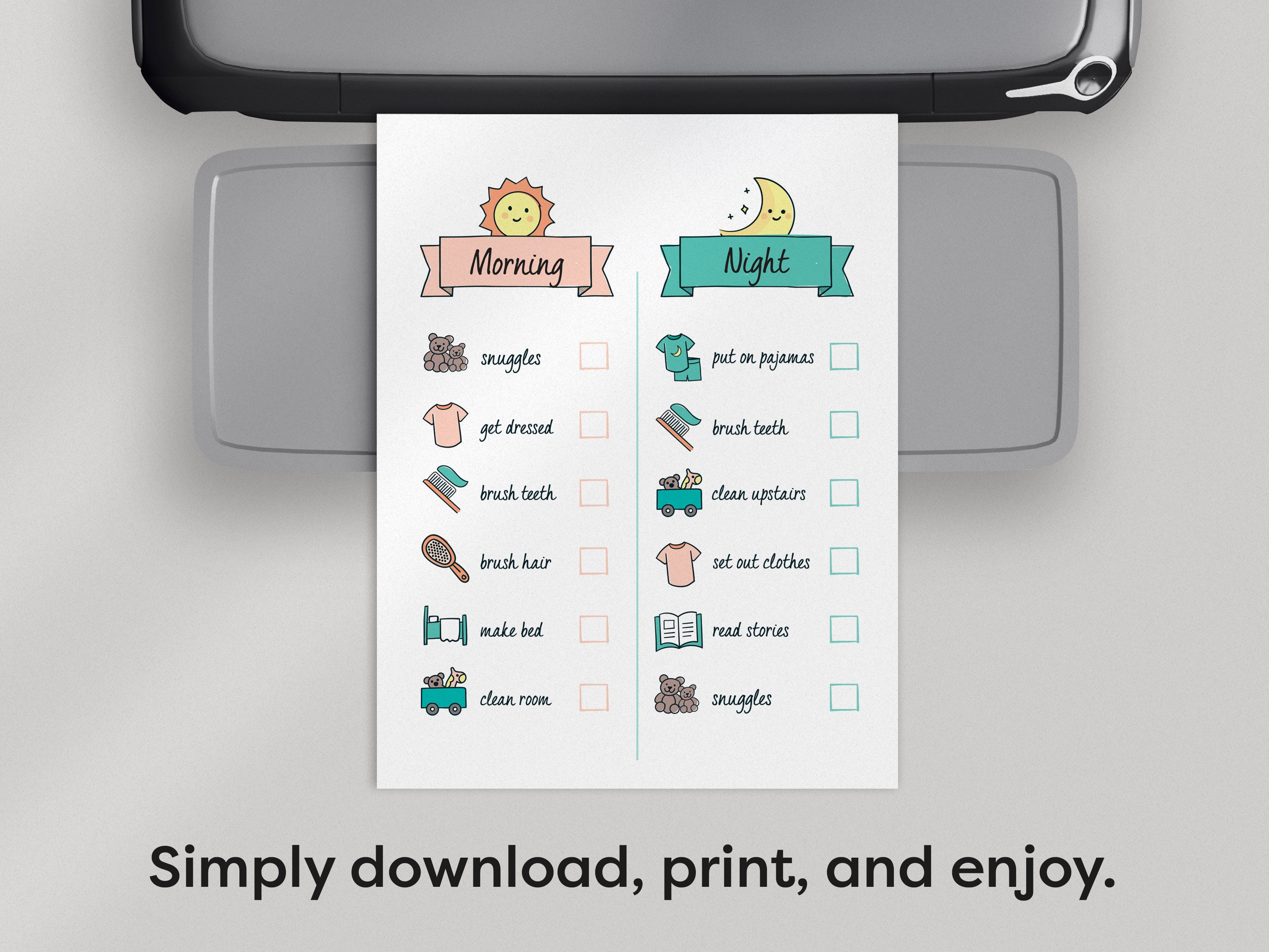 Kids Printable Chore Chart Morning and Night Routine List - Etsy Australia