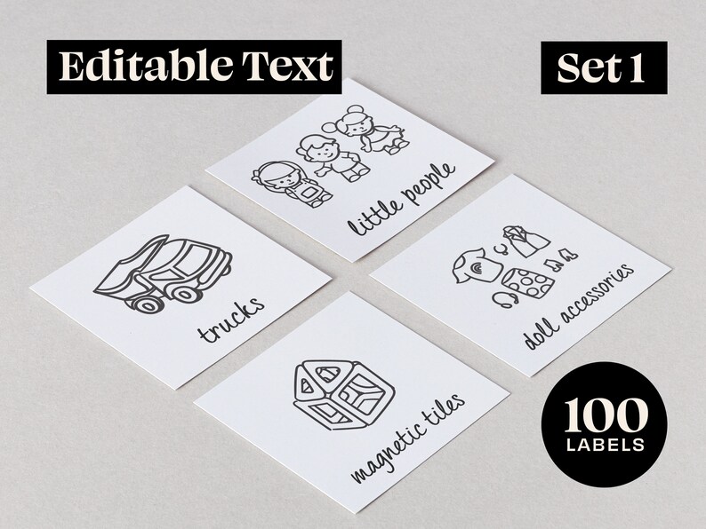 Printable Editable Toy Bin Storage Labels Set 1 Minimalist - Etsy