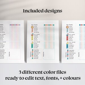 Editable Daily Chores for Kids, Routine to Do List, Responsibility ...